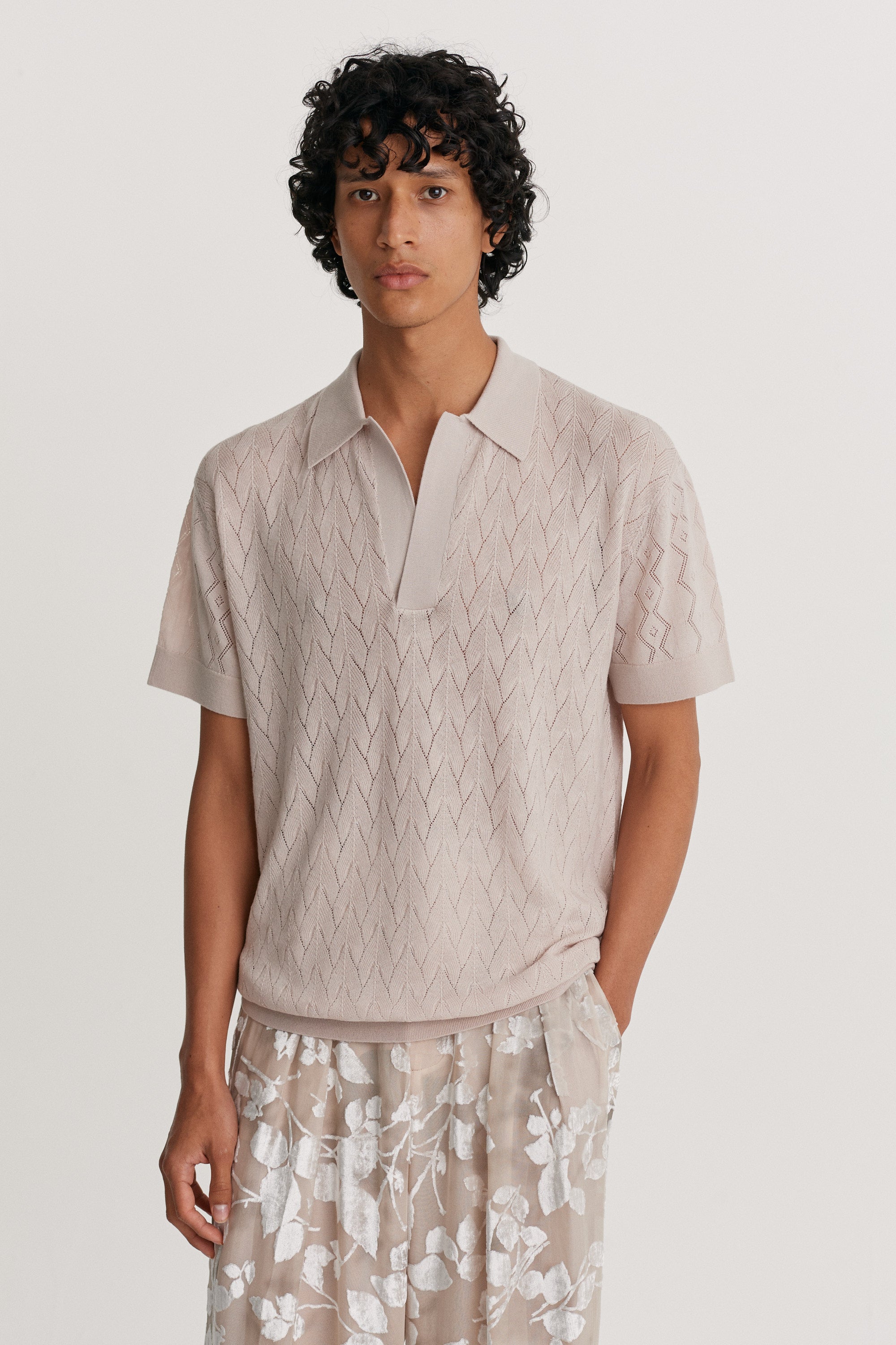 Lightweight Contrast Textured Polo – King & Tuckfield